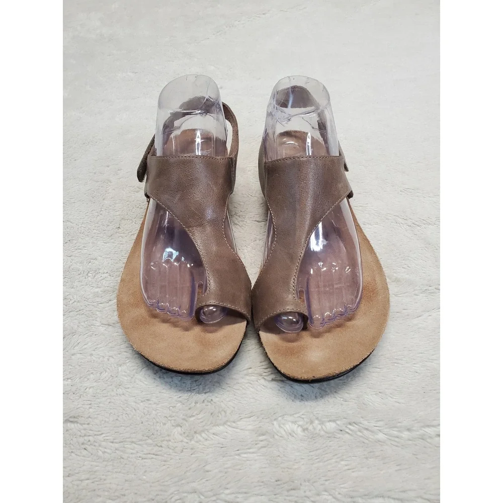 Dansko | Shoes | Dansko Reece Stone Brown Leather Strap Slides Sandal 4 ...